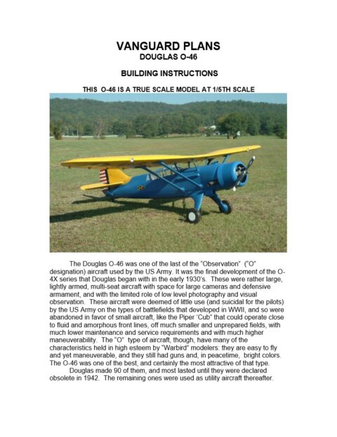 Douglas O-46 Building Instructions (PDF download) - Heritage Wings RC